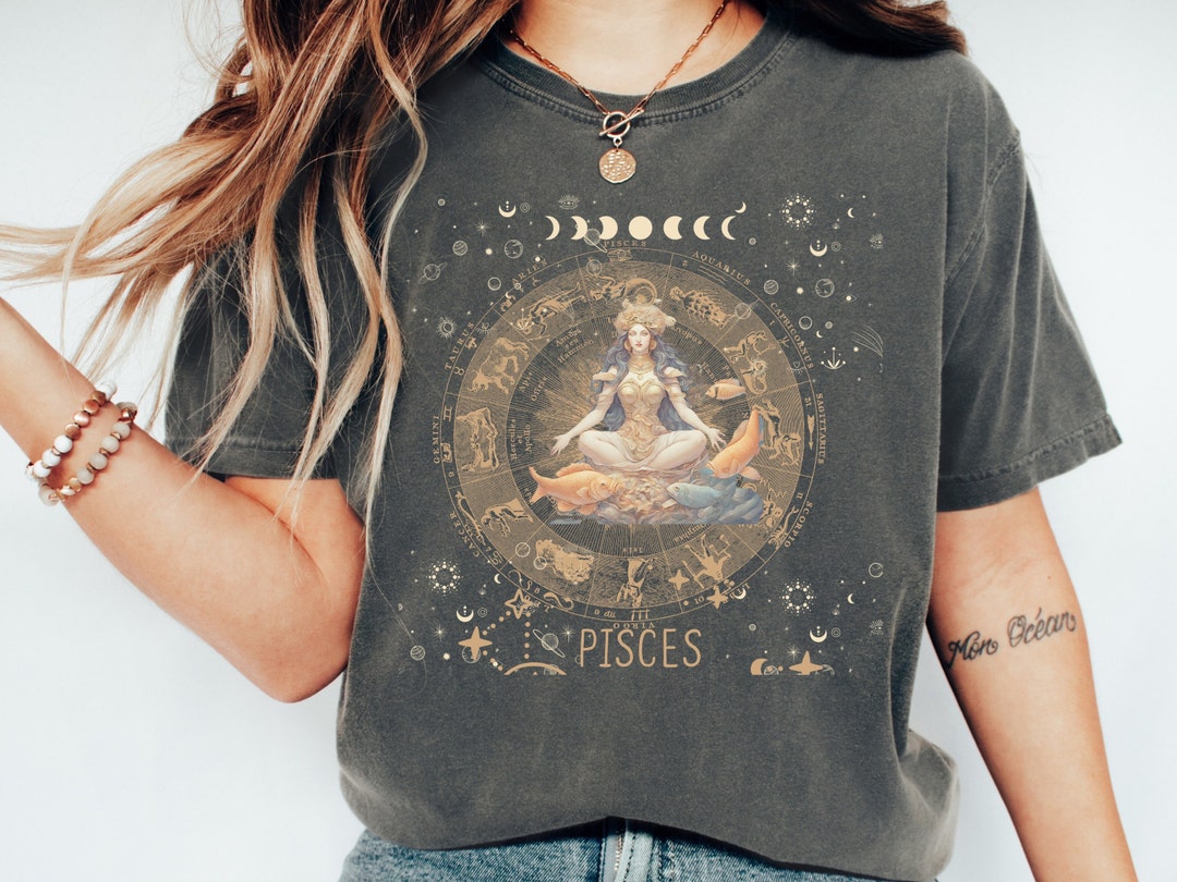 Vintage PISCES Zodiac Shirt - Spiritual Water Element Aesthetic Tee ...