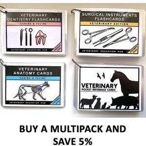 Set of 4 Veterinary Flashcards Bundle, Veterinary Pocket Book ...
