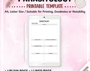 Parasitology Study Note Template for Veterinary, Medical & Science ...