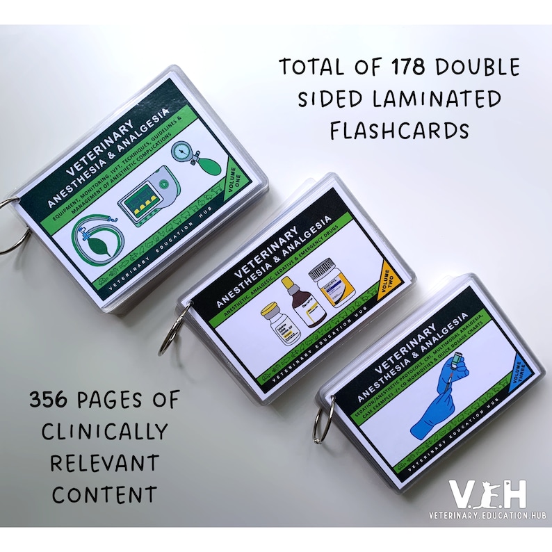 Veterinary Anesthesia BUNDLE, Set of 3 Veterinary Anesthesia Cards ...