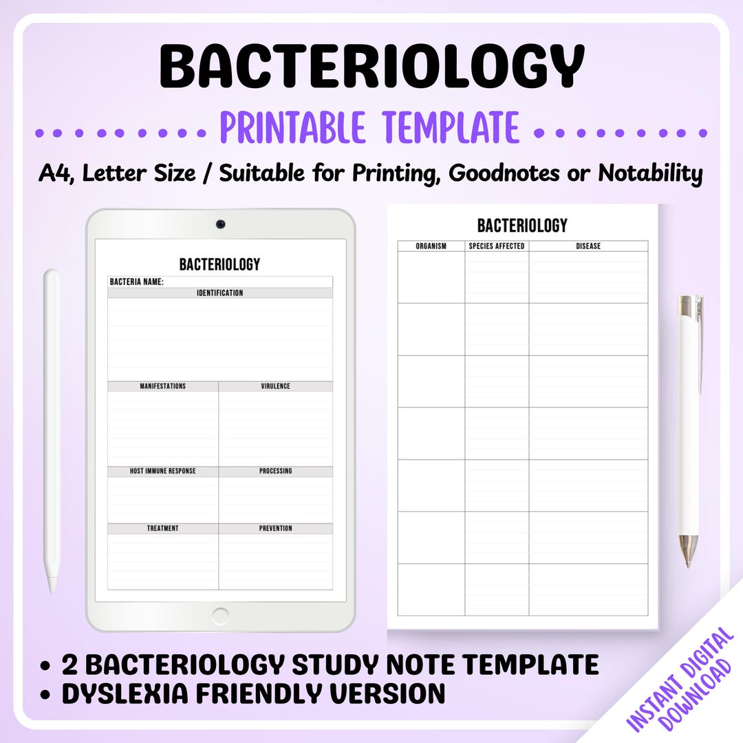 Bacteriology Study Note Template for Veterinary, Medical & Science ...
