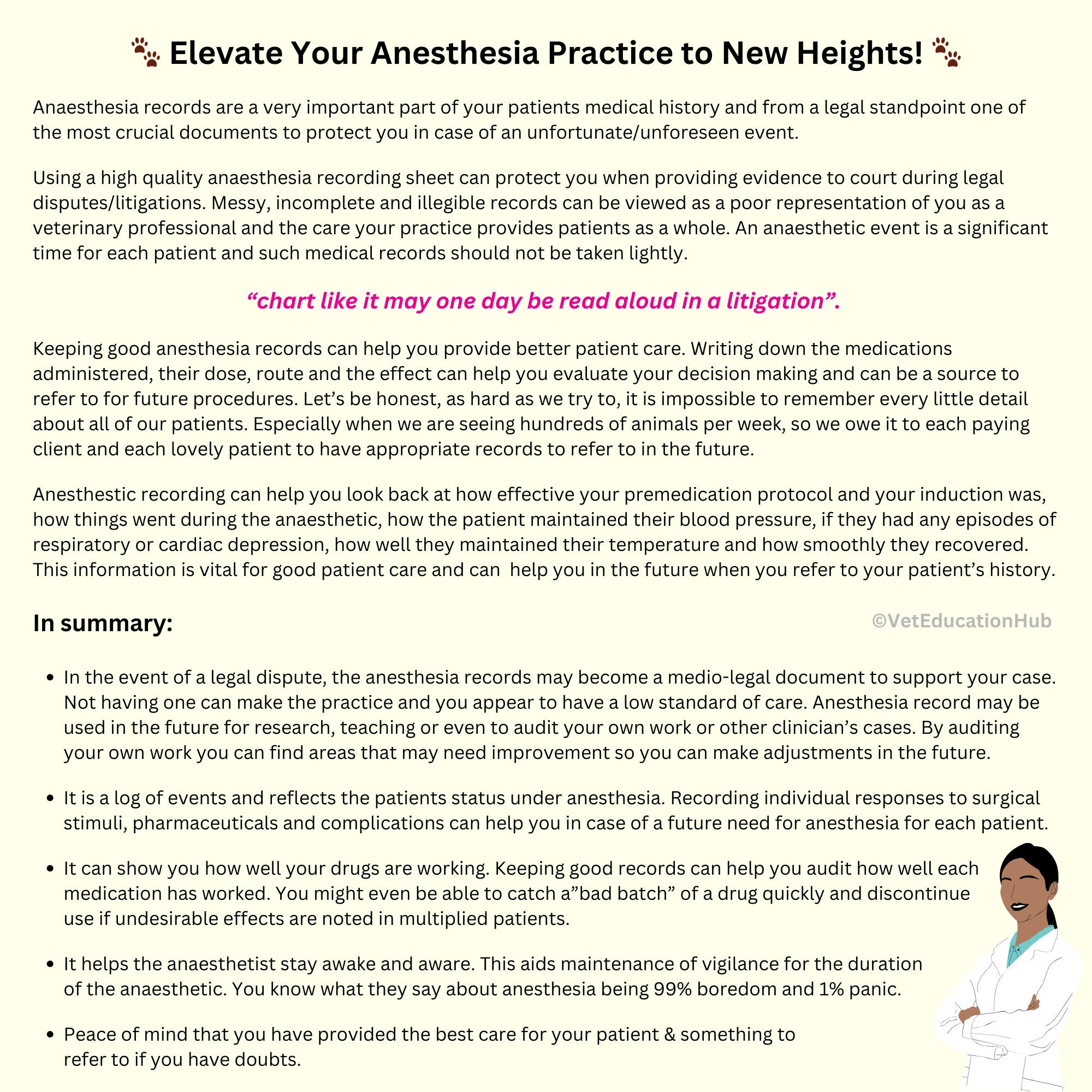 Reusable Veterinary Anesthesia Recording Sheet, Veterinary Anaesthesia ...