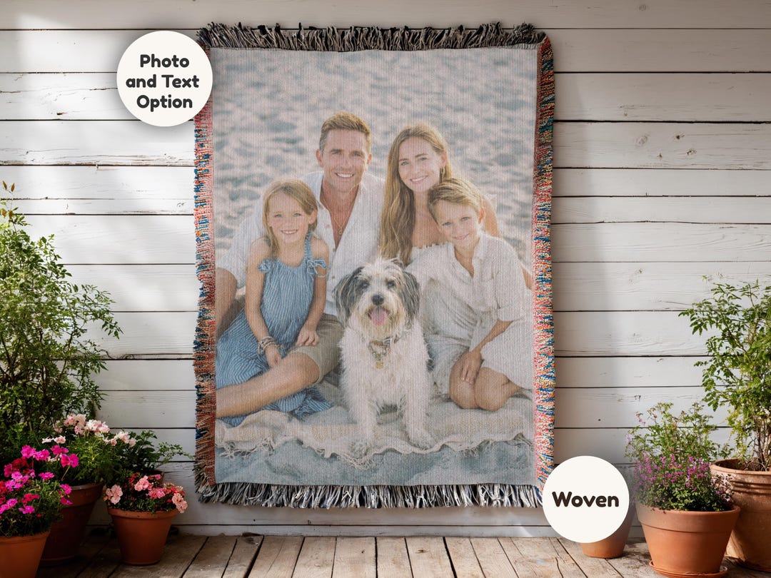 Family Photo Blanket, Woven Photo Throw With Custom Picture ...