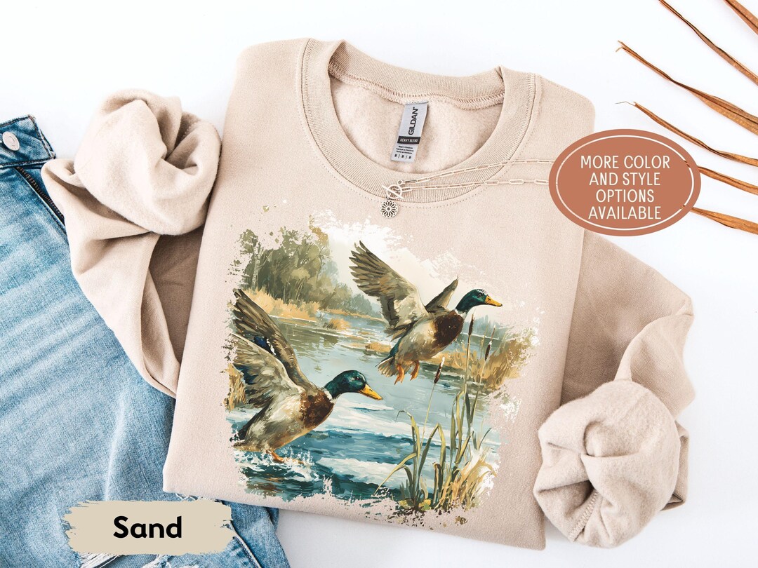 Retro Mallard Duck Sweatshirt, Vintage Duck Hunting Shirt, Rustic ...