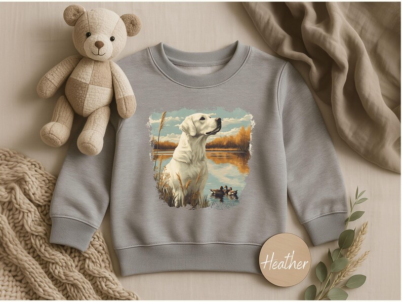 Toddler White Labrador Retriever Sweatshirt, Wildlife Kids Crewneck ...