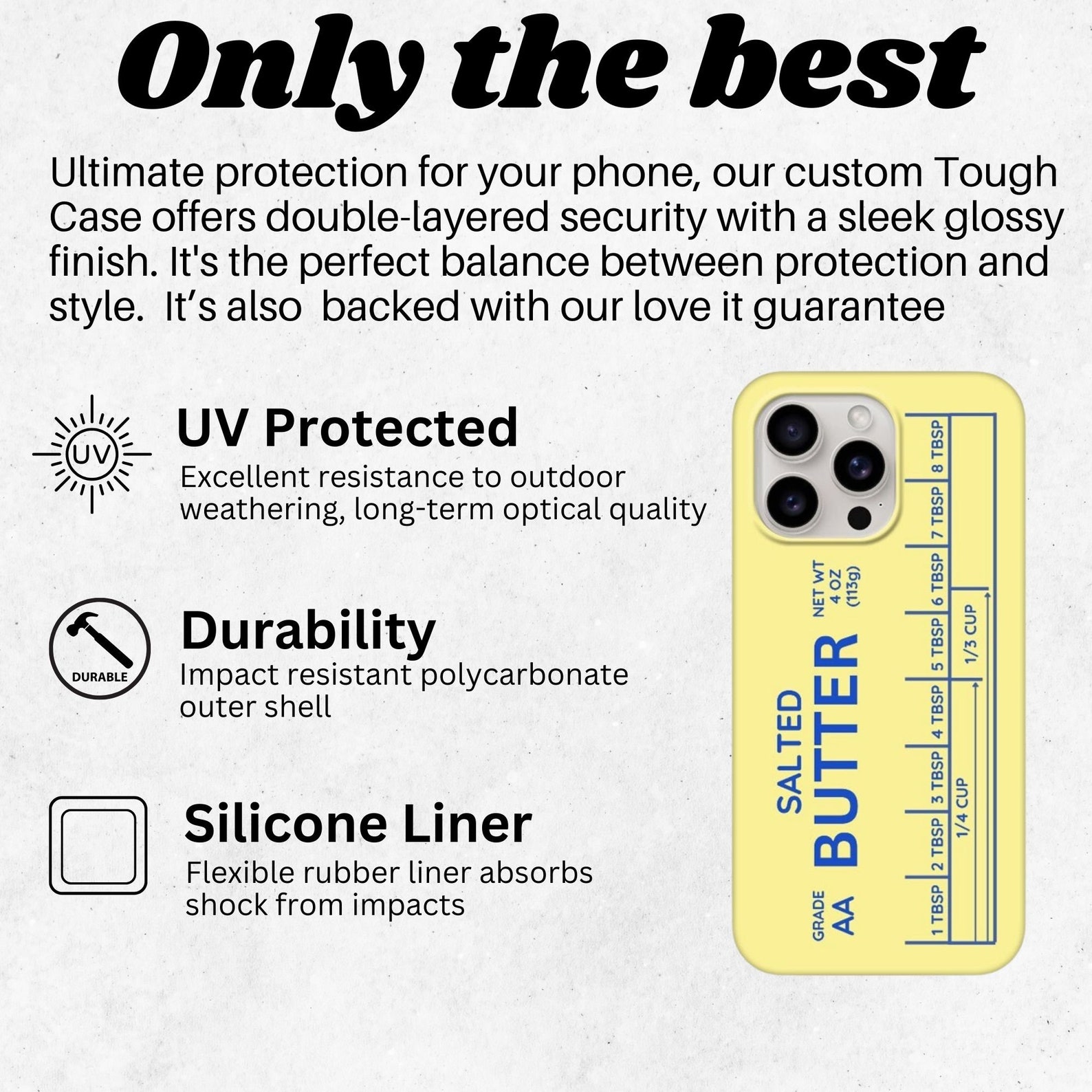 Butter Phone Case, Salted Butter Tough Phone Cover, Protective Case for ...