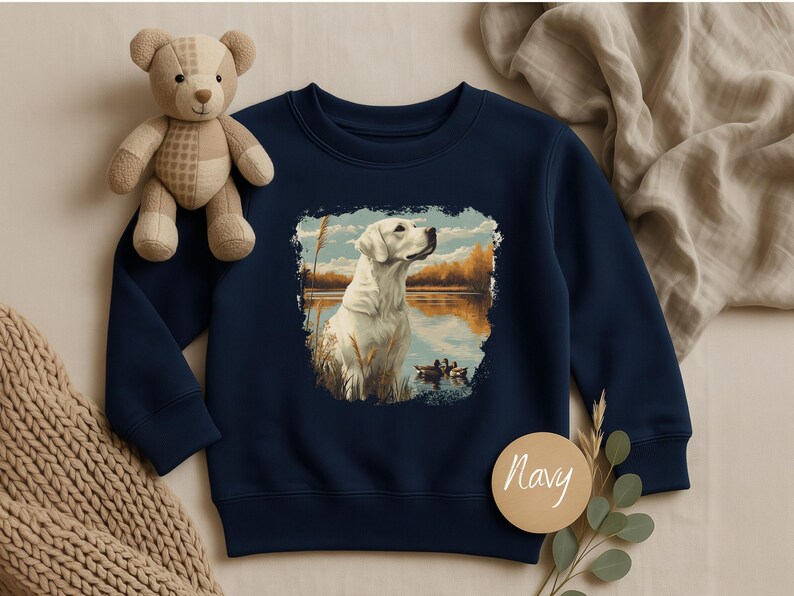 Toddler White Labrador Retriever Sweatshirt, Wildlife Kids Crewneck ...