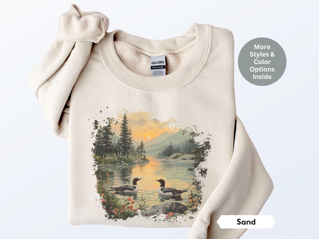 Retro Loon Spring Wilderness Scene Sweatshirt, Nineties Vintage Loon ...