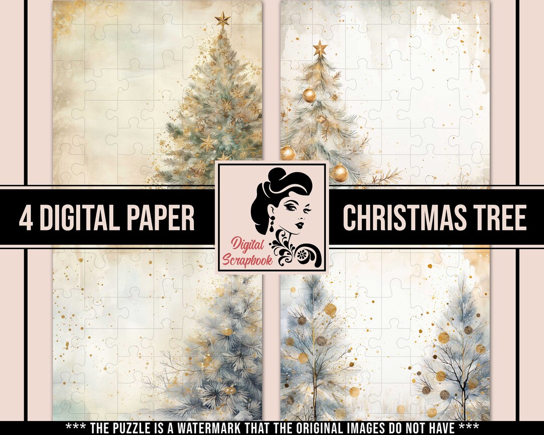 Gold Christmas Digital Paper Christmas Tree Digital Paper - Etsy