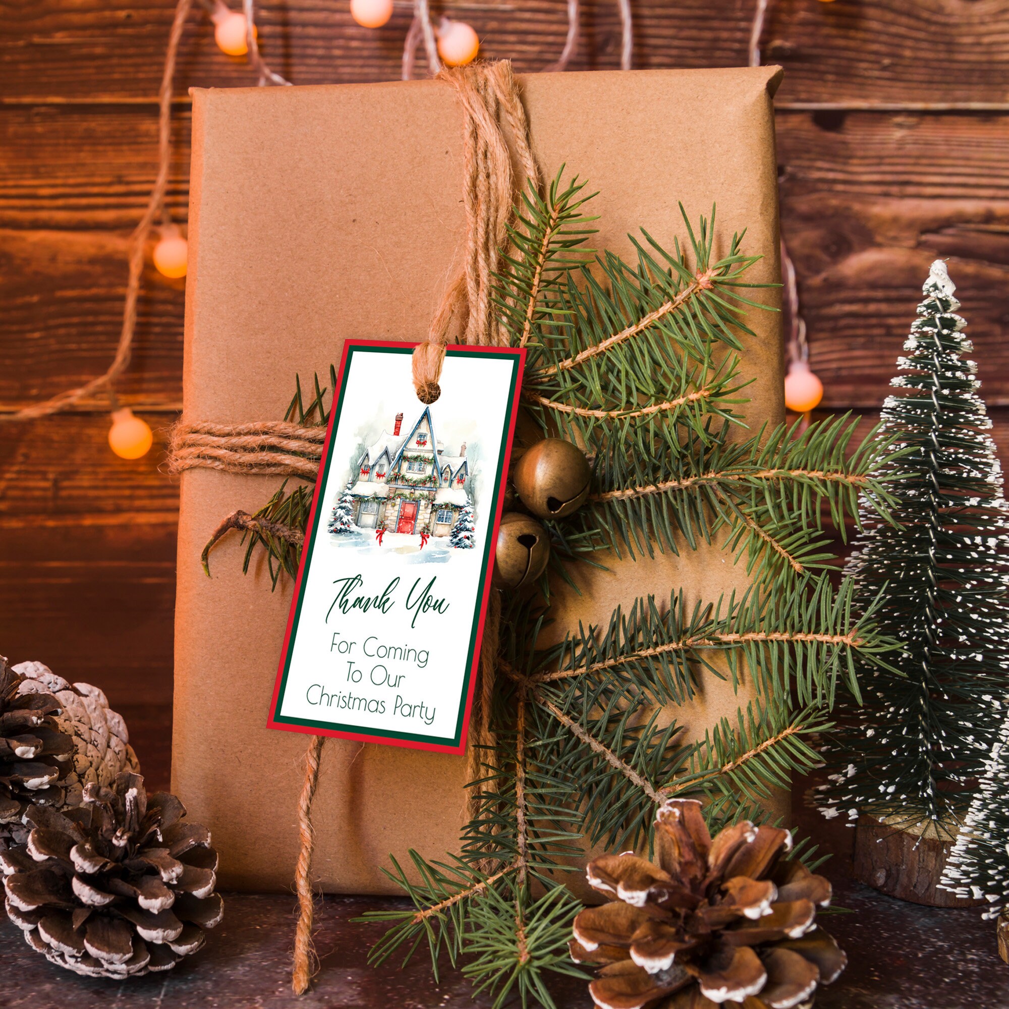 Editable Christmas Party Gifts Tag Kids Holiday Santa Hat Invite ...