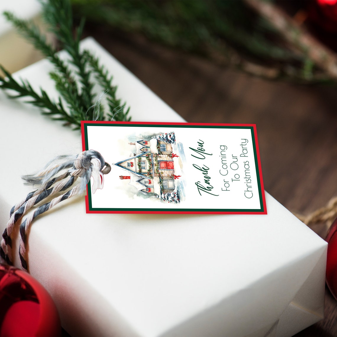 Editable Christmas Party Gifts Tag Kids Holiday Santa Hat Invite ...