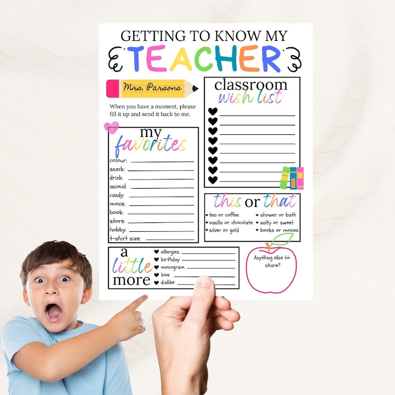 Get to Know My Teacher: Editable Canva Template for Favorite Teacher ...