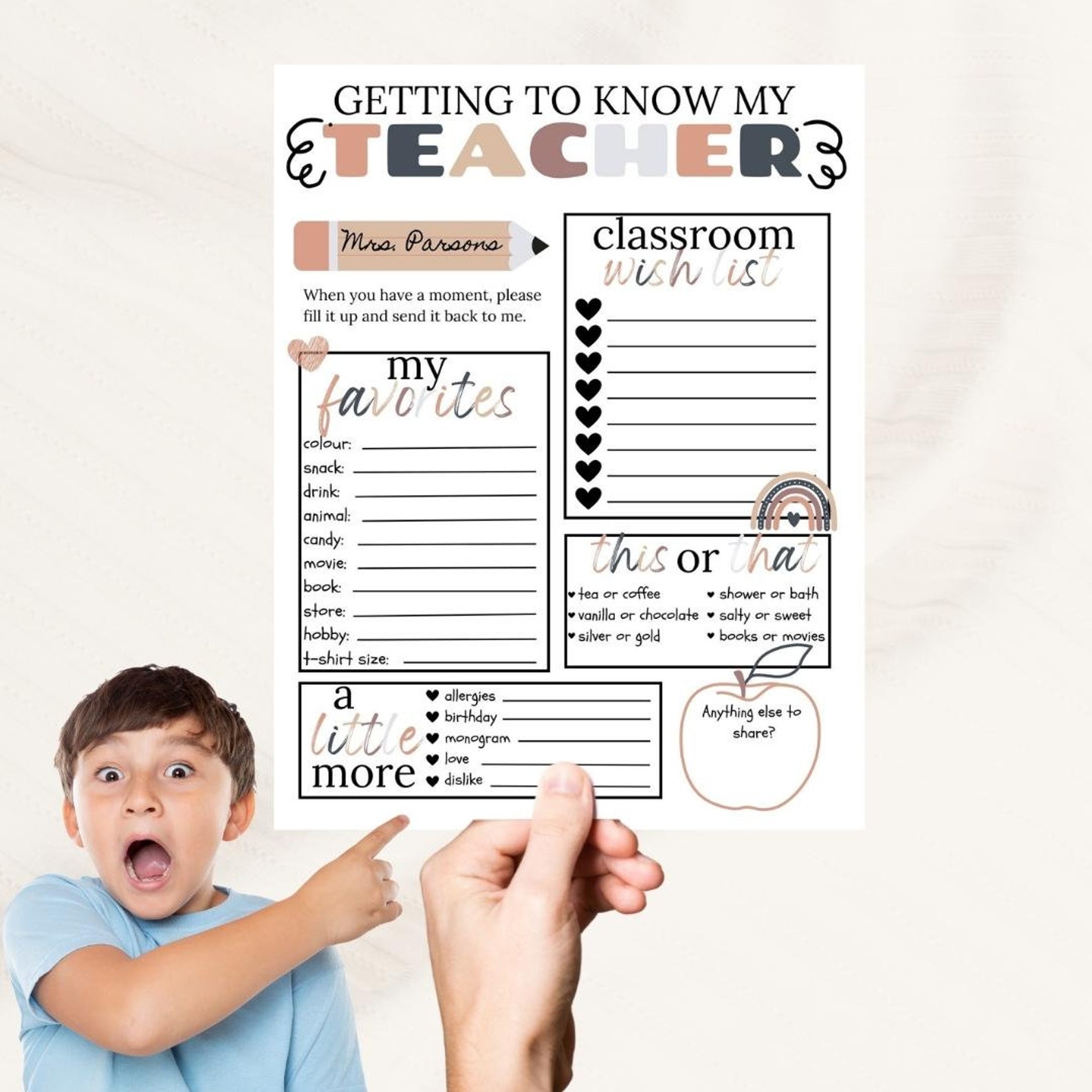 Get to Know My Teacher: Editable Canva Template for Favorite Teacher ...