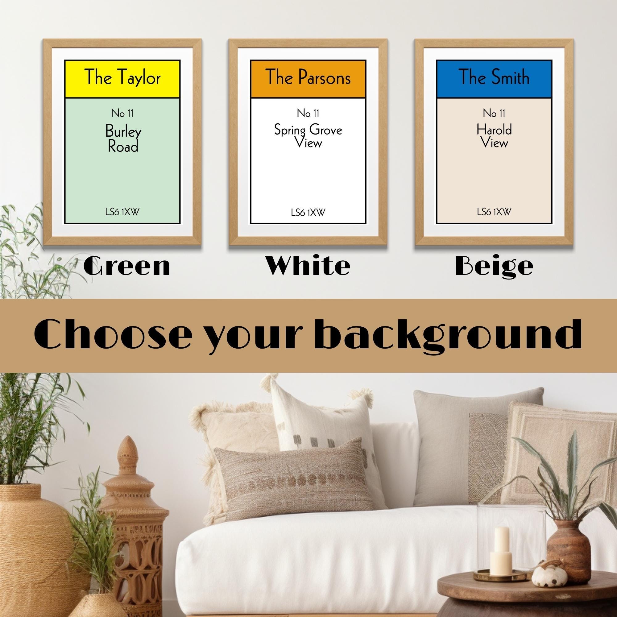 Custom Monopoly Printable, Personalised Street Name Digital Wall Art ...