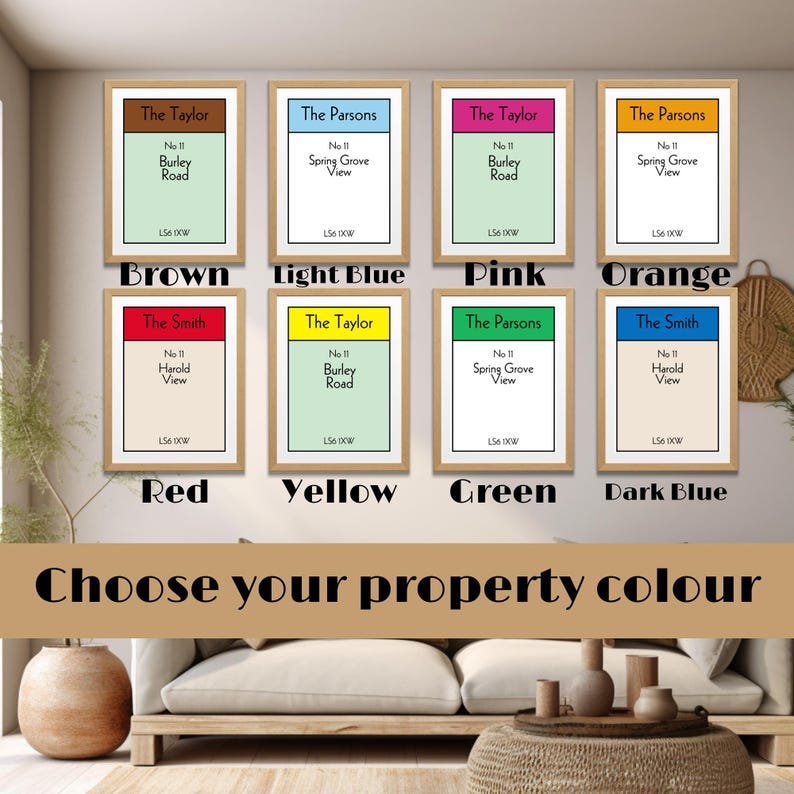 Custom Monopoly Printable, Personalised Street Name Digital Wall Art ...