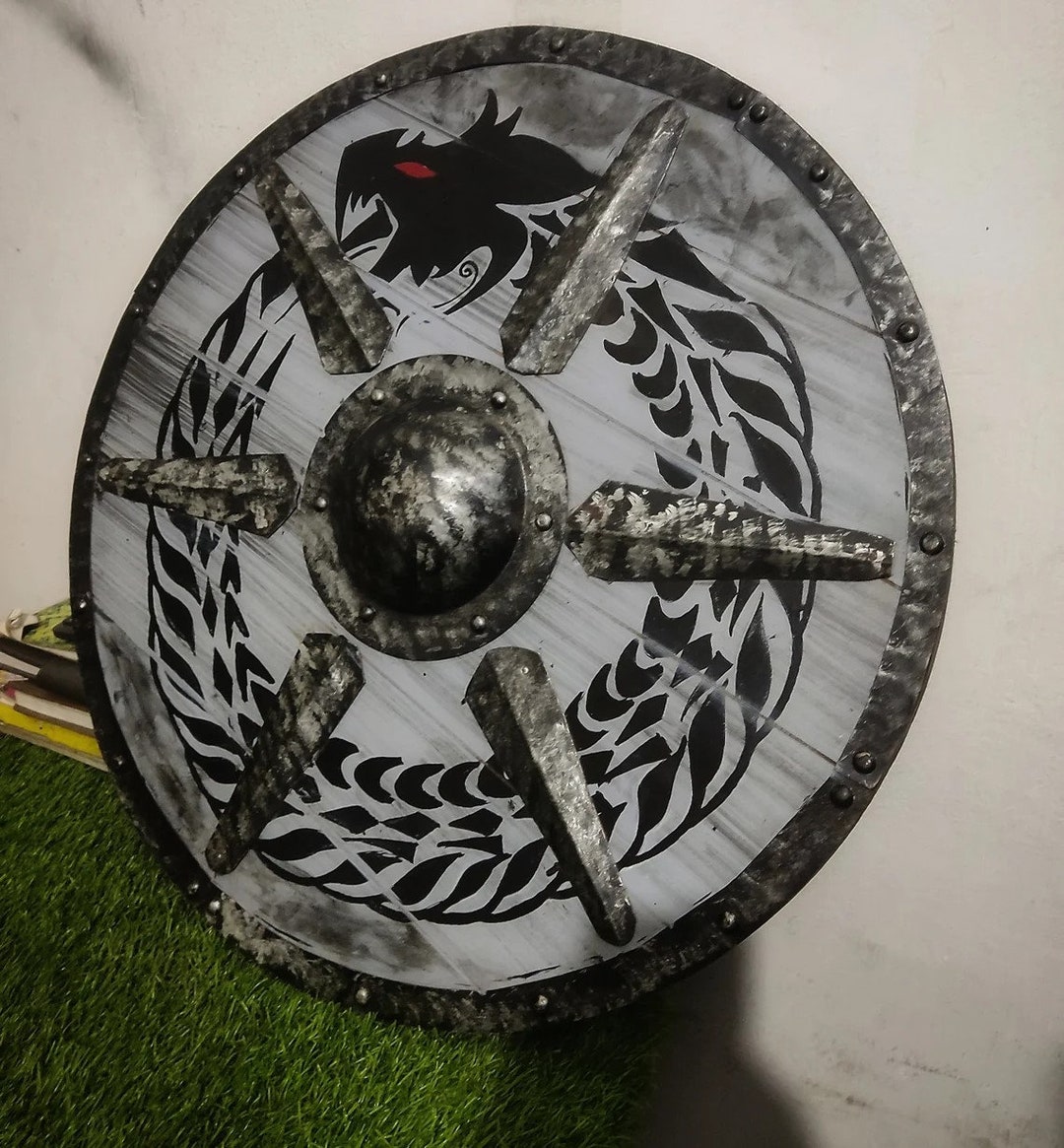 Viking Dragon Round Shield Viking Round Shield Medieval Wooden Viking ...