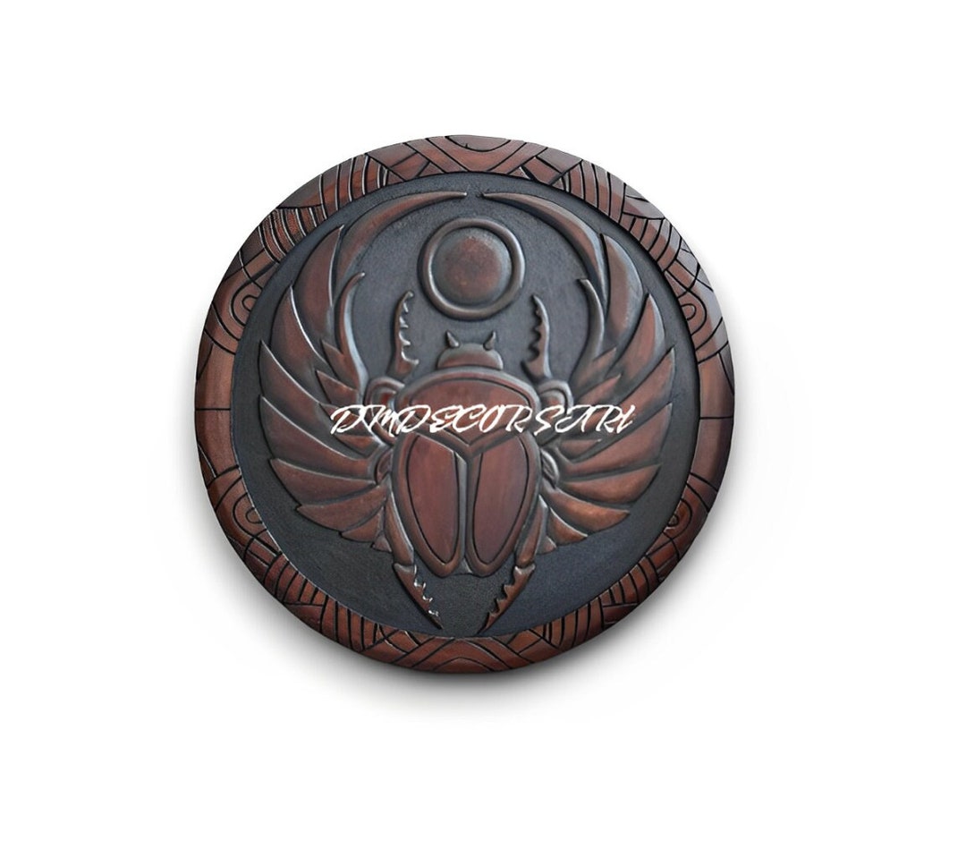 Shield Wooden Viking Medieval Round Carving Beetles Design Carved ...