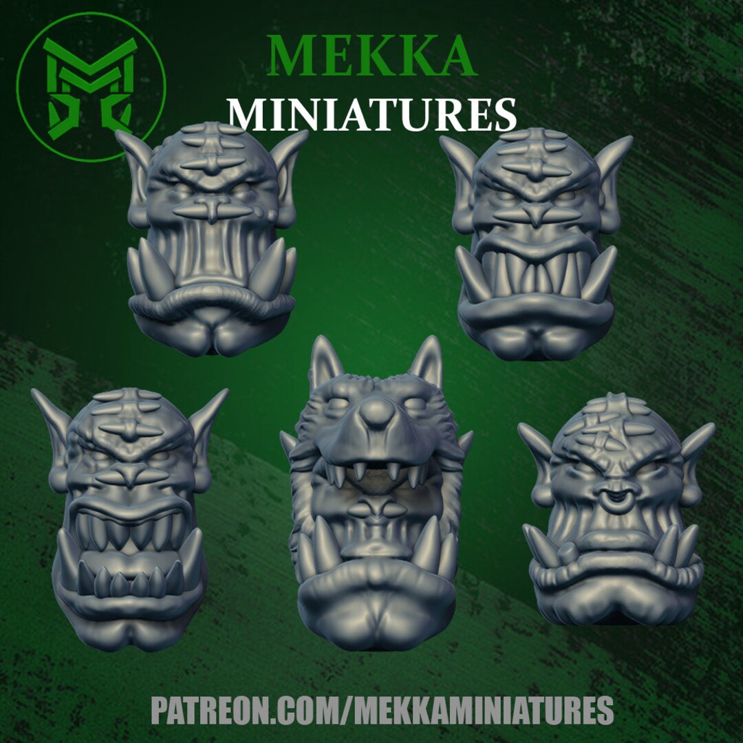 3d Printed Feral Ork Heads X10 by Mekka Miniatures - Etsy