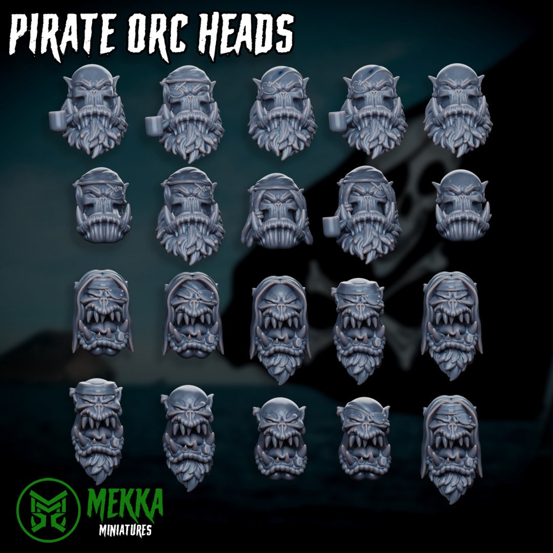 3d Printed Ork Pirate Heads X20 by Mekka Miniatures - Etsy
