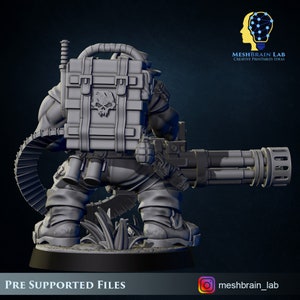 3d Printed Ork Commando With Minigun by Meshbrain Labs Miniatures - Etsy