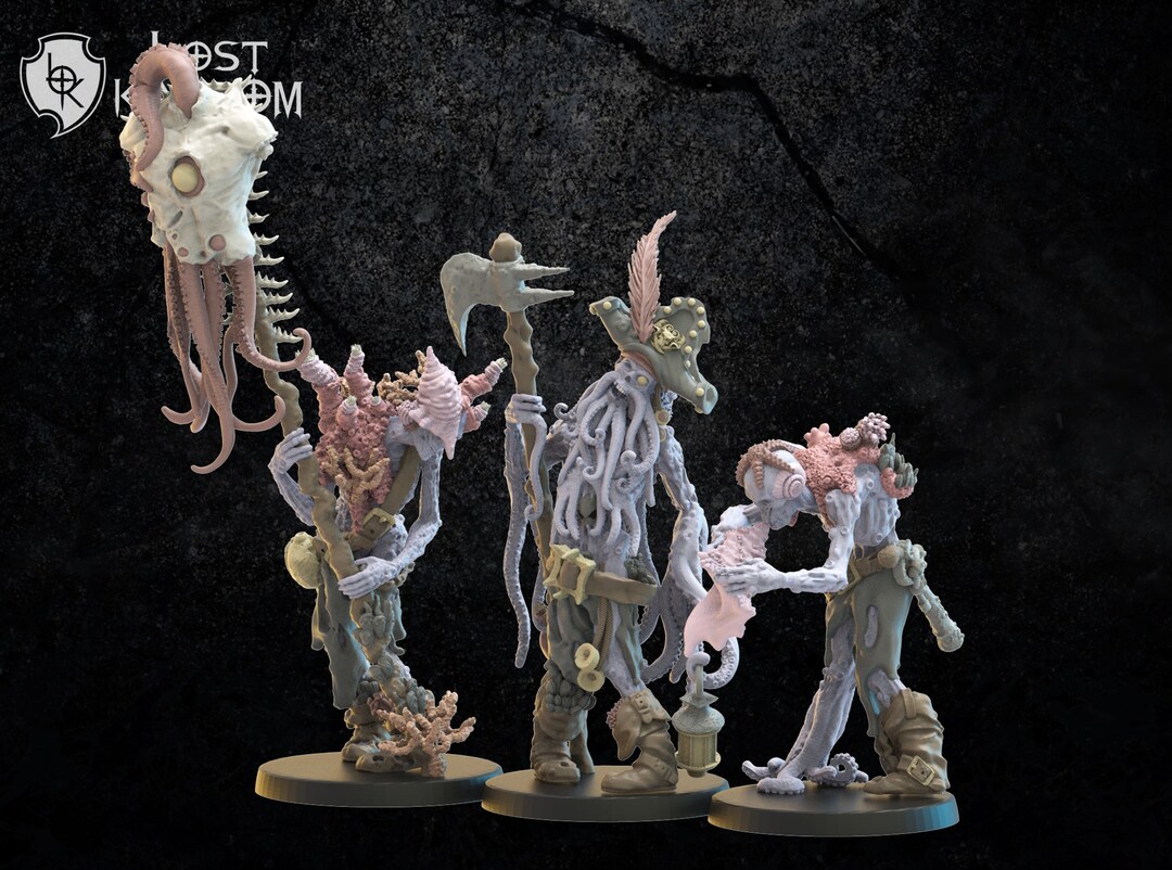 3d Printed Deep Sea Zombie Command Squad by Lost Kingdom Miniatures - Etsy
