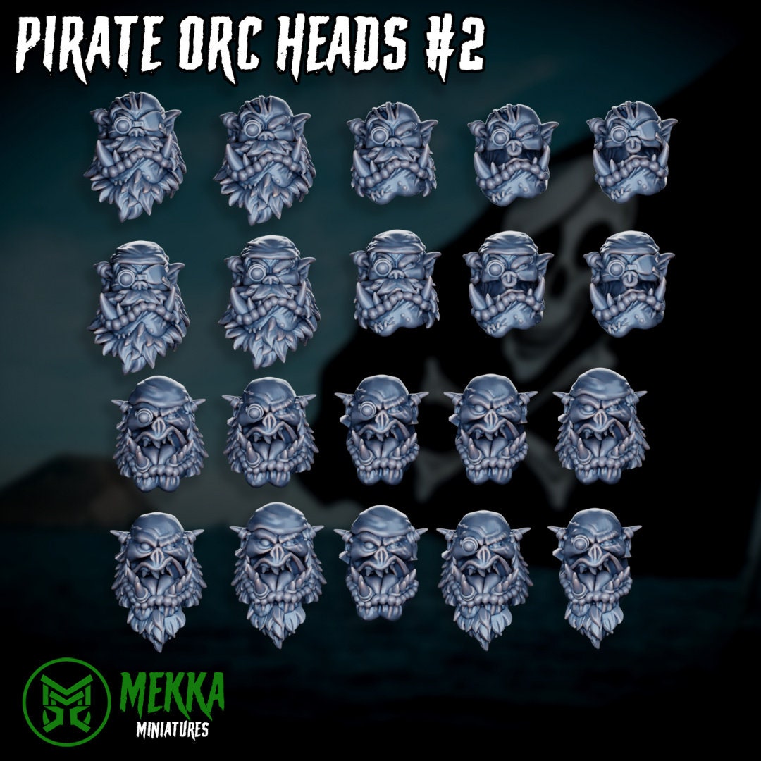 3d Printed Ork Pirate Heads X20 by Mekka Miniatures - Etsy