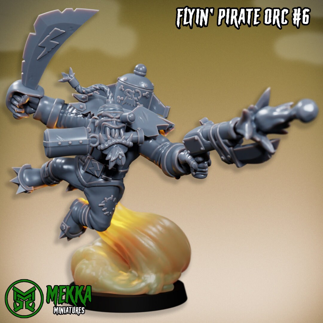 3d Printed Orc Flyin Pirate Set X6 by Mekka Miniatures - Etsy