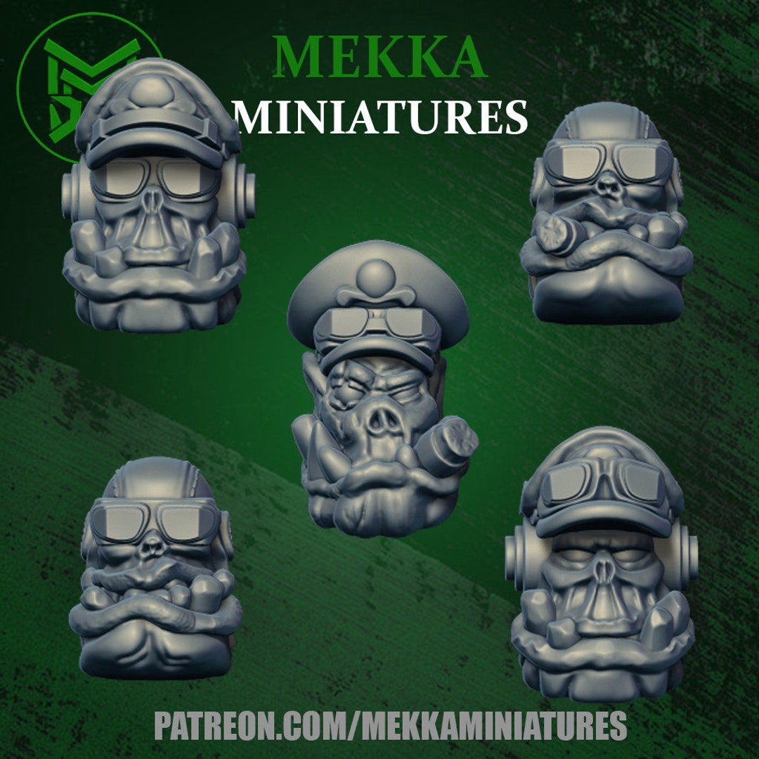 3d Printed Ork Pilot Heads X10 by Mekka Miniatures - Etsy