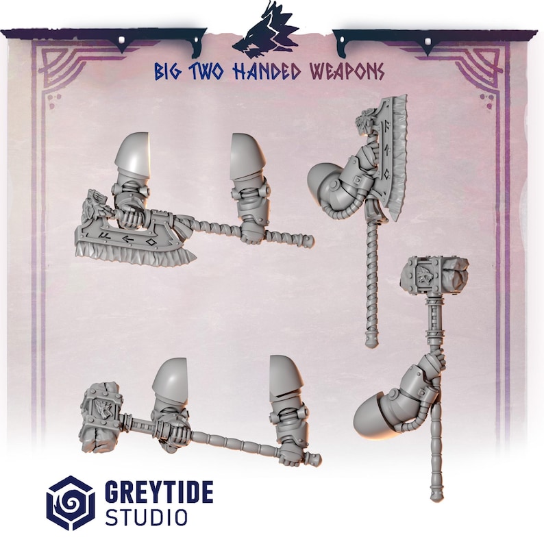 3d Printed Primal Hounds Big 2 Handed Weapons Set by Greytide Studio - Etsy