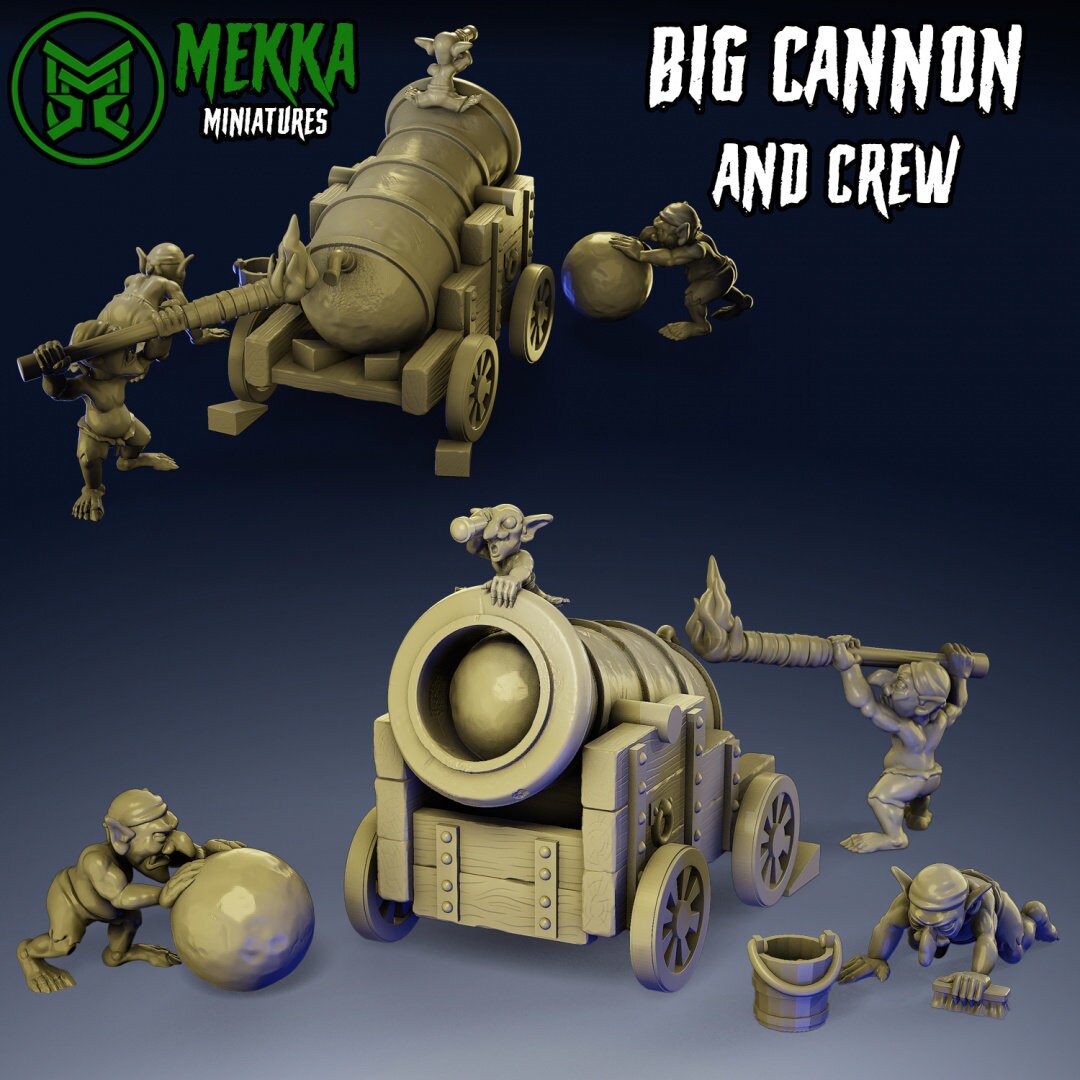 3d Printed Big Cannon and Goblin Crew by Mekka Miniatures - Etsy