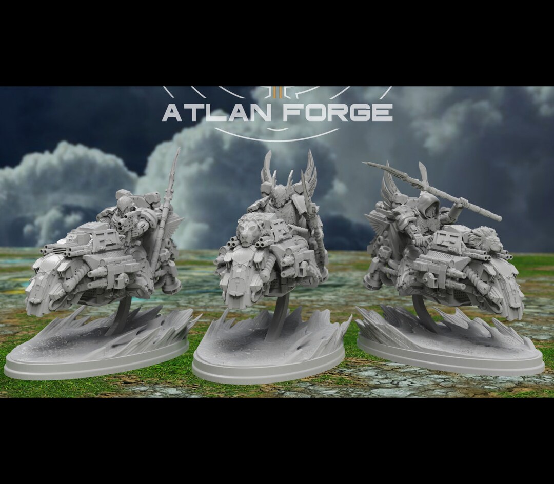 3d Printed Angelic Bike Knights X3 by Atlan Forge Miniatures - Etsy