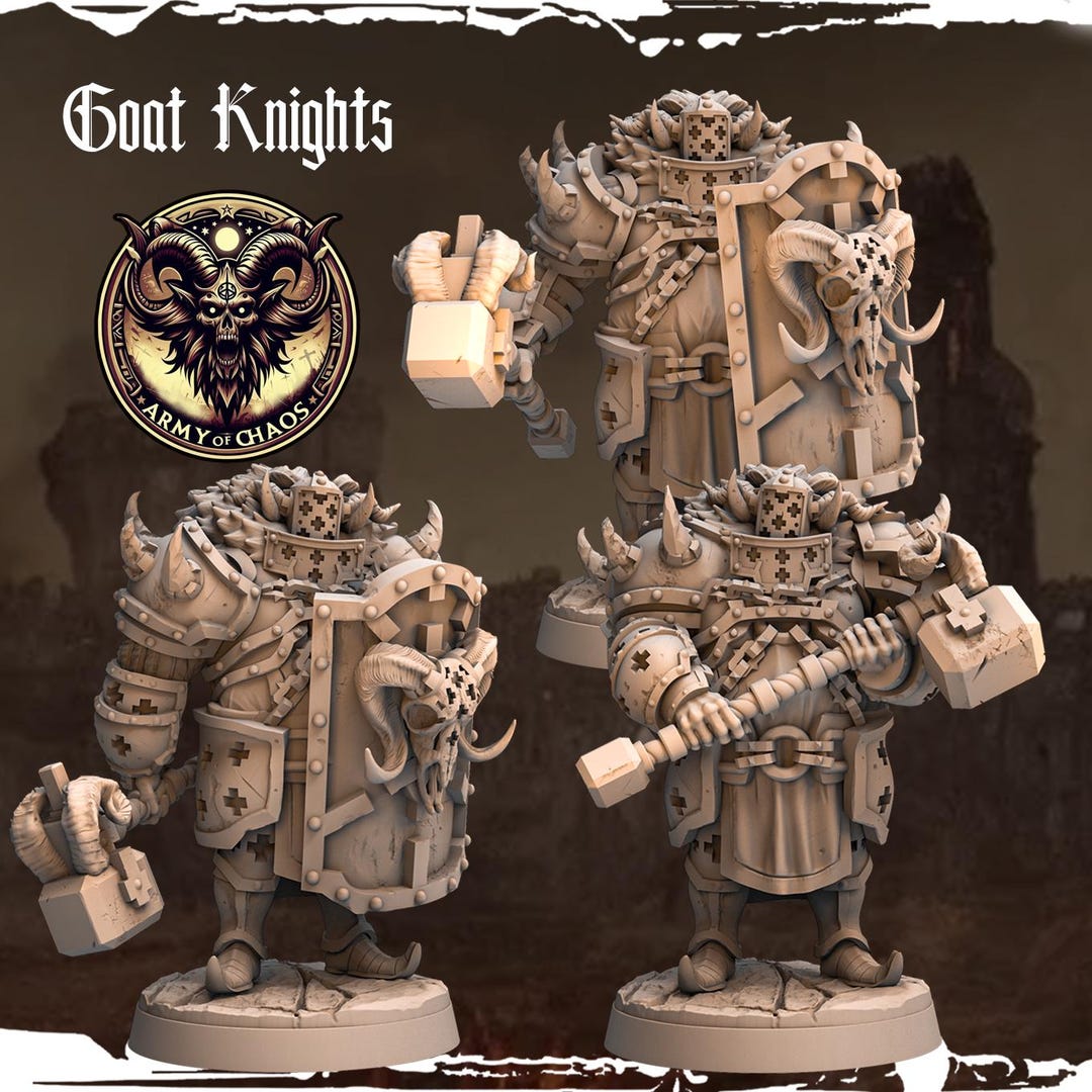 3D Printed Goat Knights by Monolith Arts - Etsy