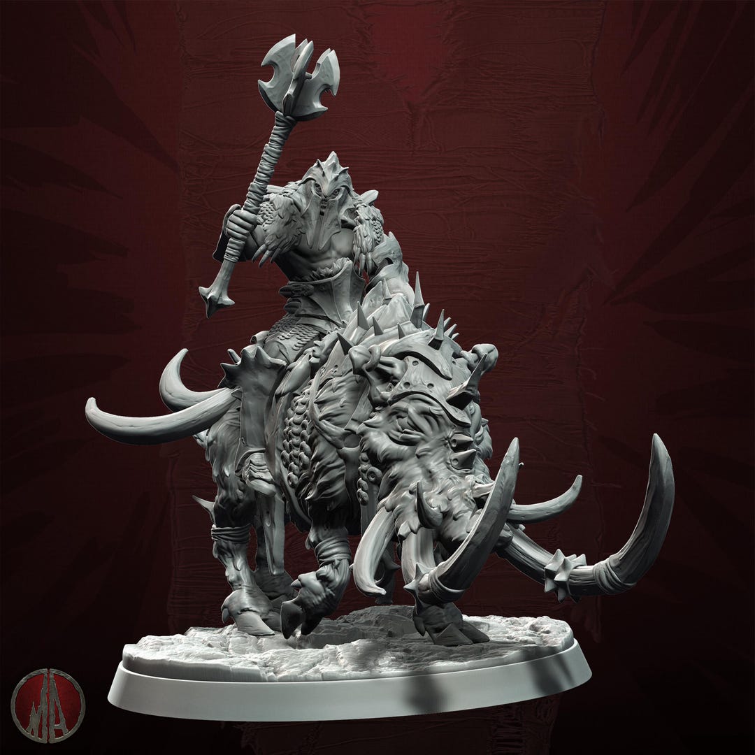 3D Printed Orc Dire Boar Rider by Monolith Arts - Etsy