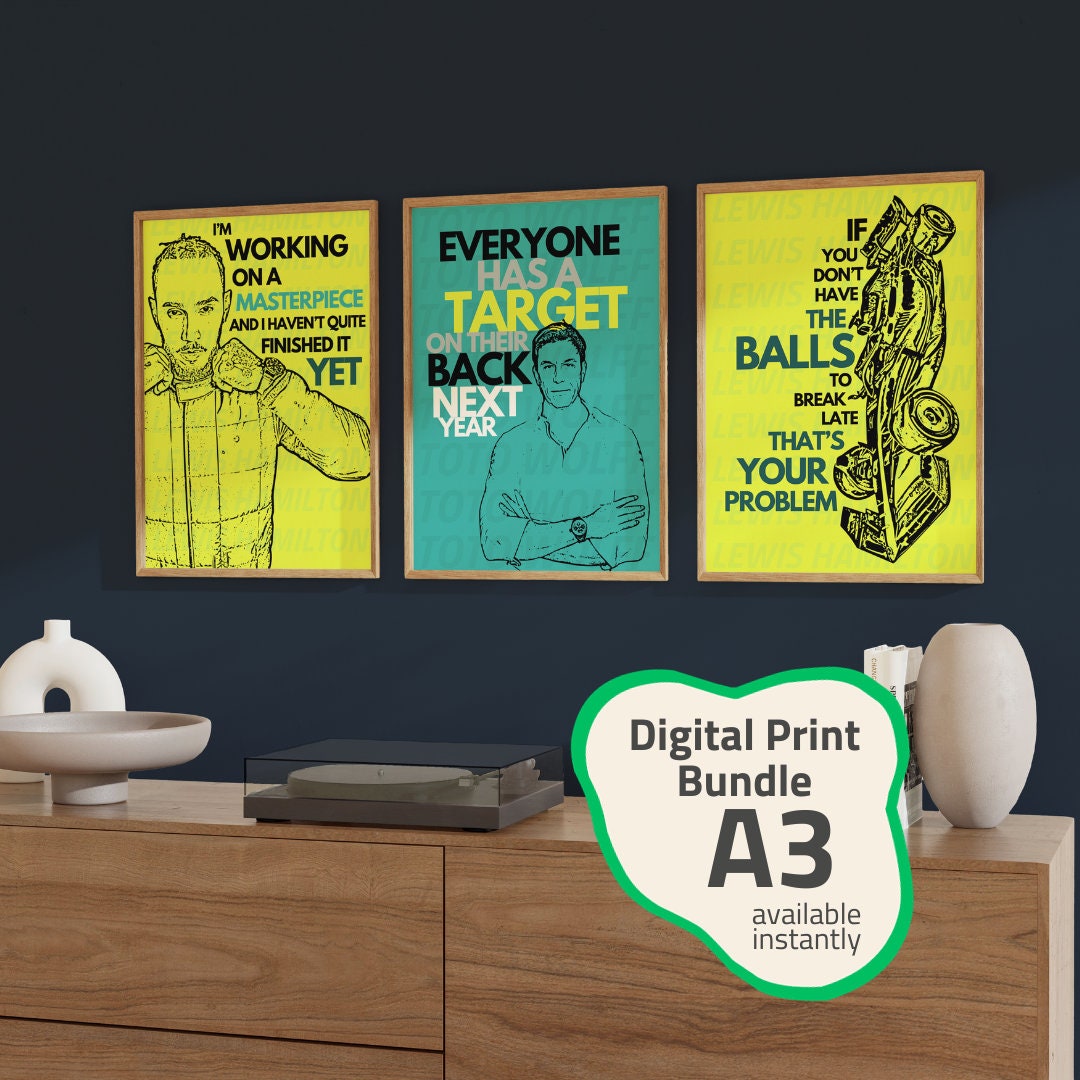 F1 Gift for Fans Formula 1 Digital Poster Bundle Mercedes Gift for ...