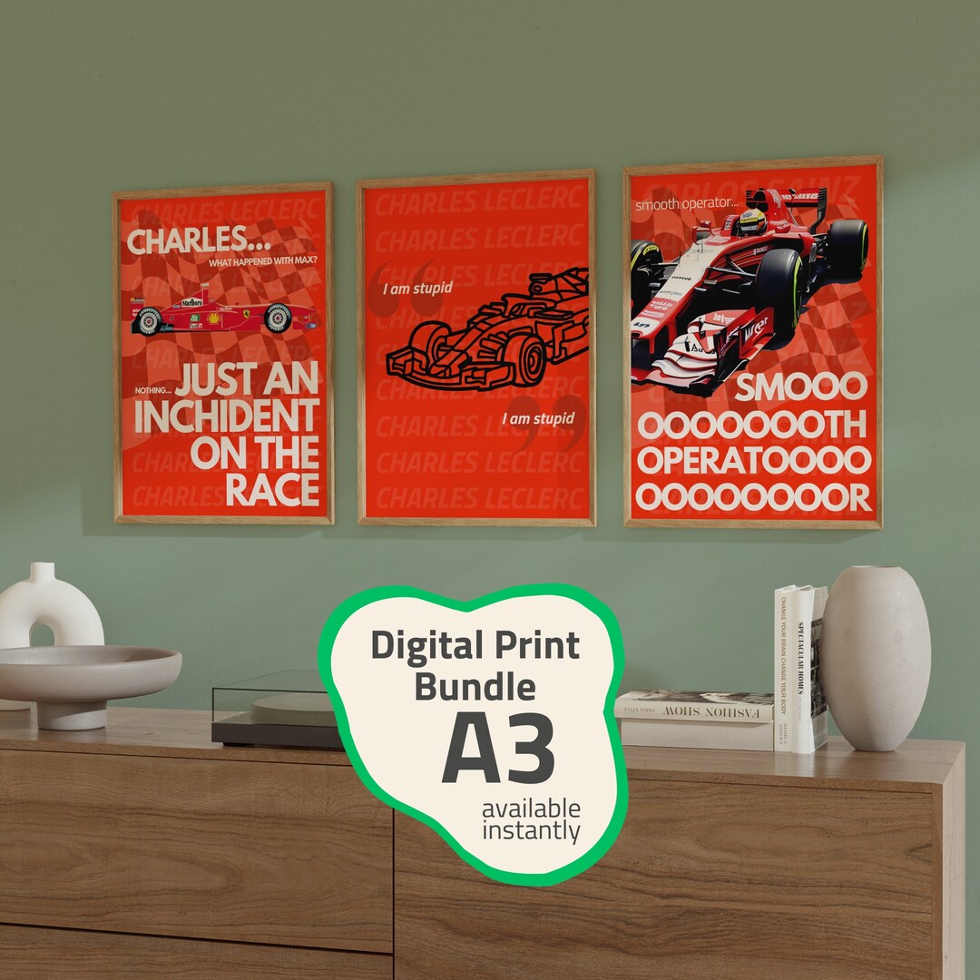 F1 Gift for Fans Formula 1 Digital Posters Ferrari Gift for Ferrari ...