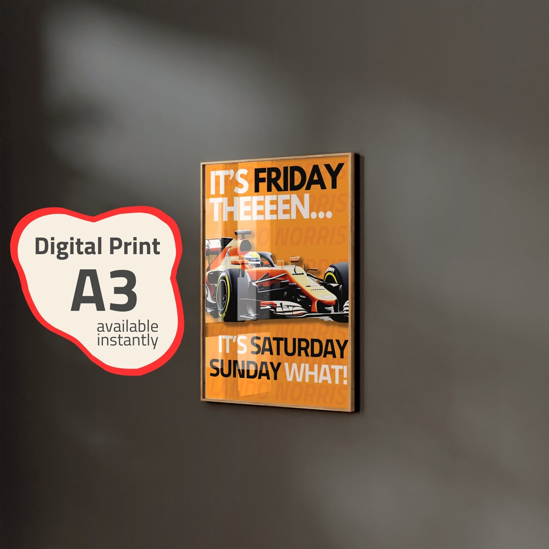 F1 Gift for Fans Formula 1 Digital Poster Lando Norris Poster Gift for ...