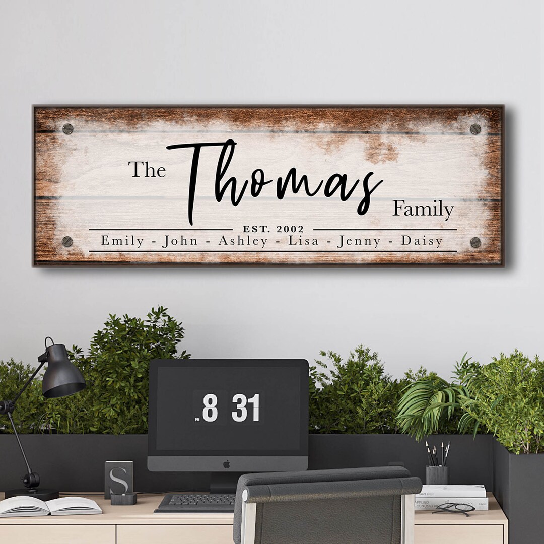 Custom Last Name Sign | Personalized Family Name Wall Sign | Framed ...
