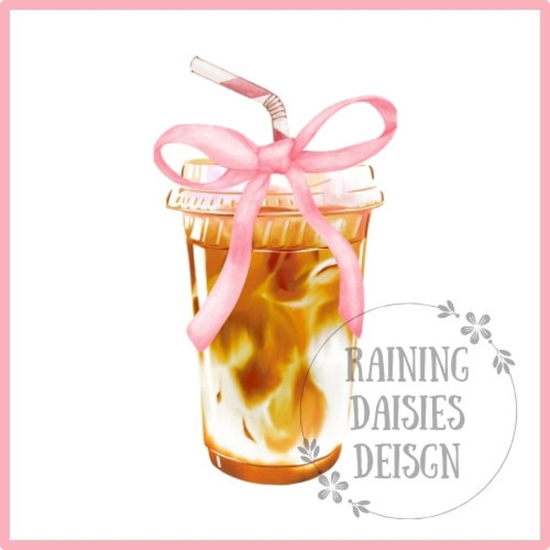 Iced Coffee Coquette PNG File, Iced Coffee Sublimation Design, Coffee ...