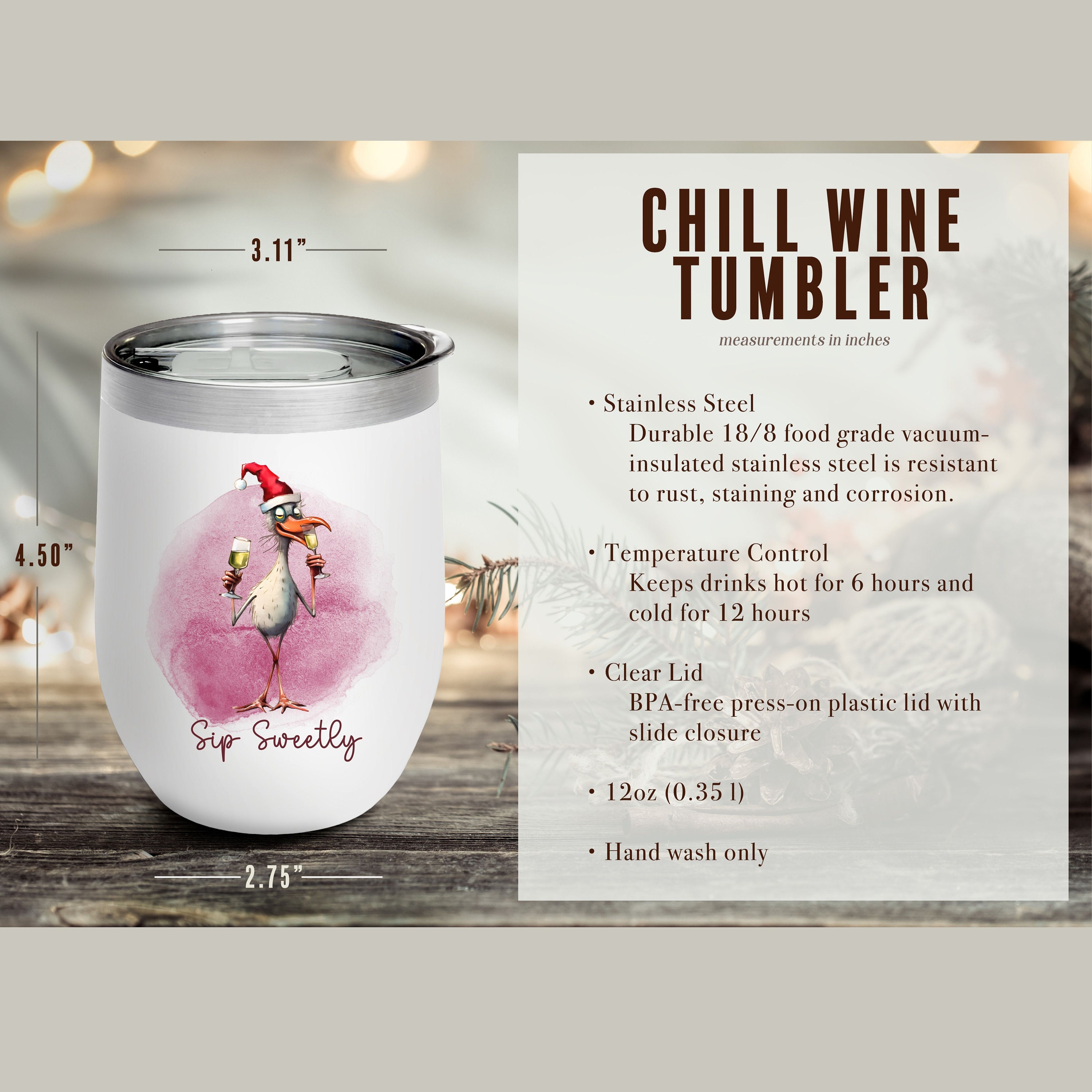Sip Sweetly, Chickens & Wine Tumbler, Chicken Gift for Her, Wine Lover ...