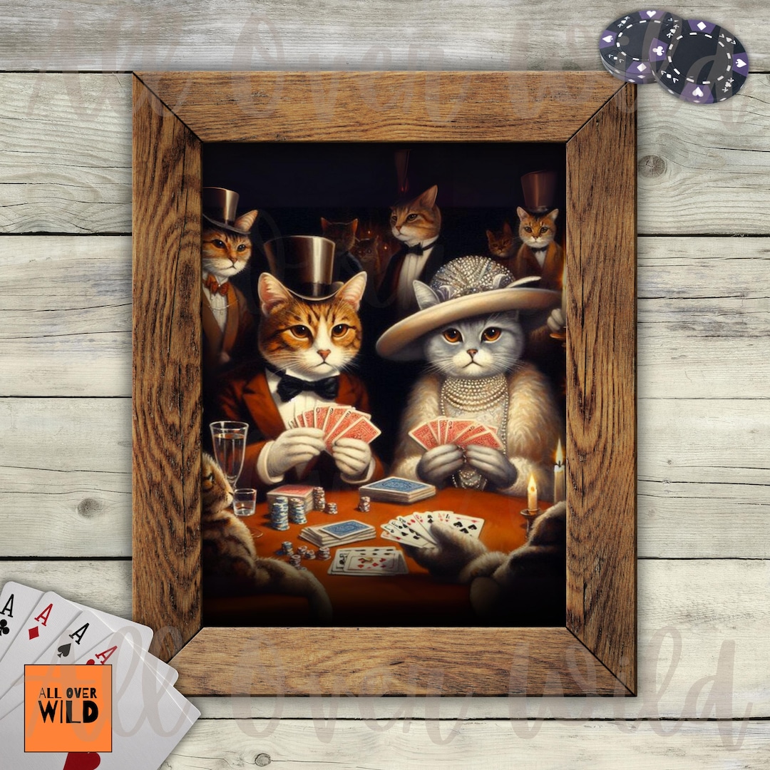 Cats Playing Poker Art, Roaring 20s Cat Print, Art Deco Wall Decor ...