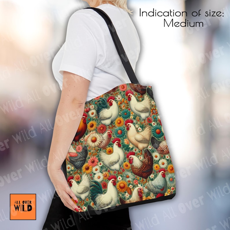Retro Chicken Tote Bag: Luxury Roosters & Hens Market Bag, Vintage ...