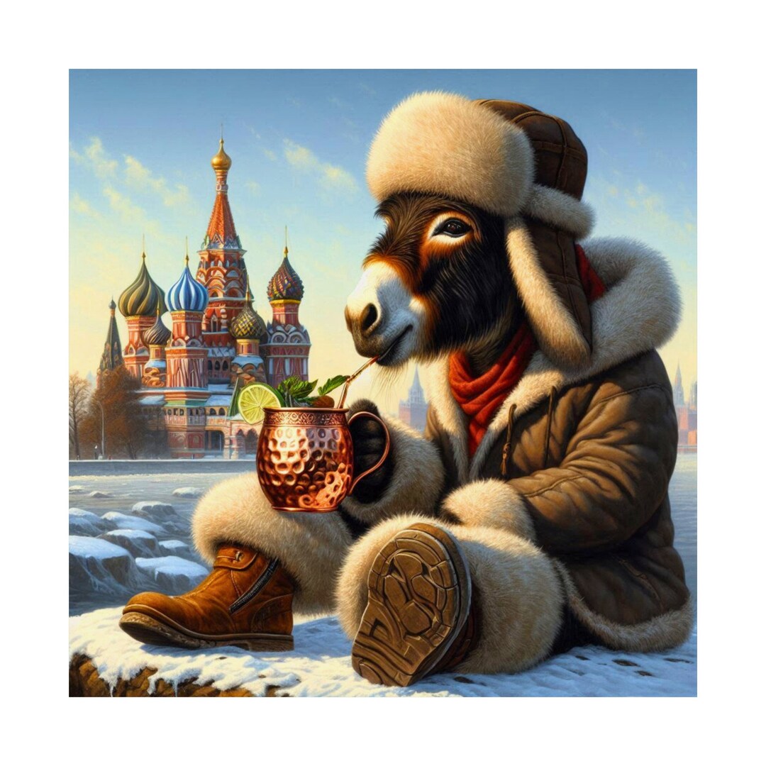 Moscow Mule Poster, Funny Animal Art, Silly Cocktail Picture, Quirky ...