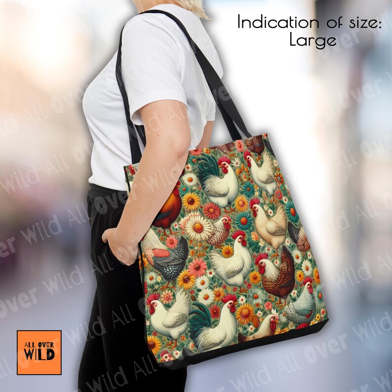 Retro Chicken Tote Bag: Luxury Roosters & Hens Market Bag, Vintage ...