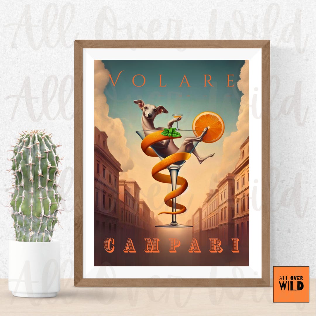 Italian Greyhound Wall Art, Iggy Cocktail Print, Whippet Martini Poster ...
