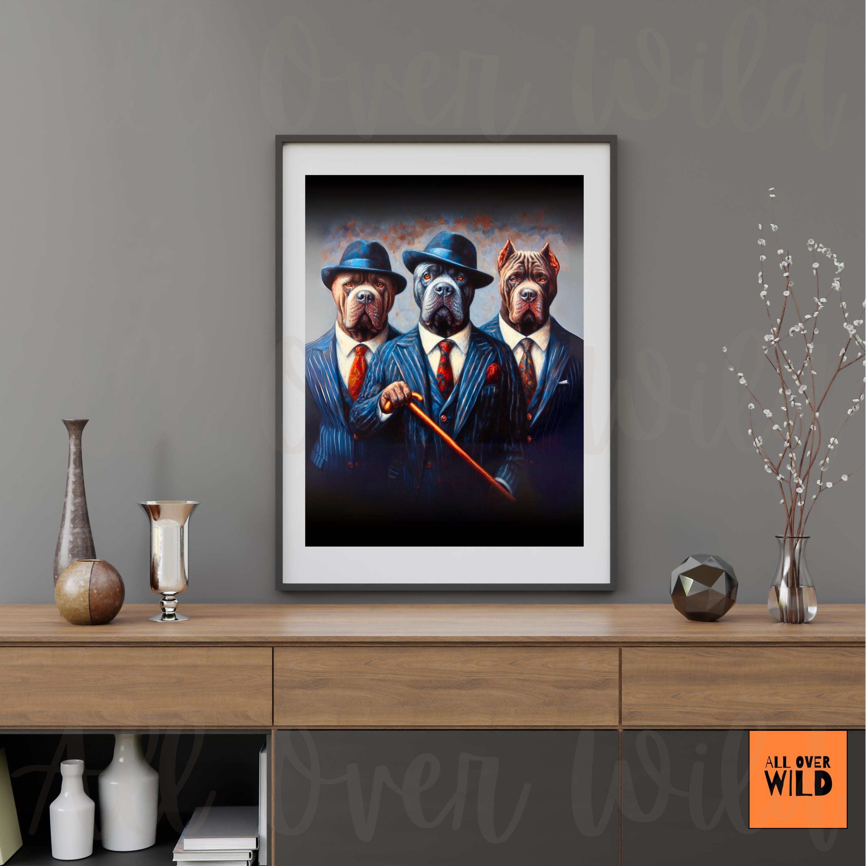 Cane Corso Mafia Boss Art Print, Funny Mobster Dog Poster, Italian ...