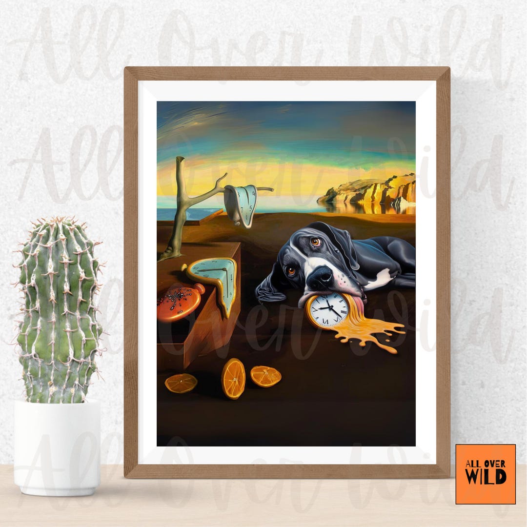 Surreal Great Dane Wall Art, Dali Dog Parody Print, Persistence of ...