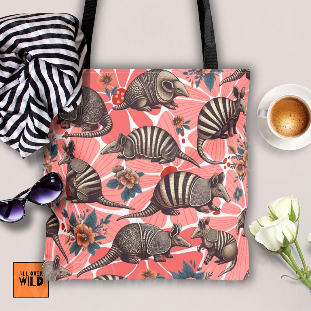 Armadillo Tote Bag, Whimsical Animal Shoulder Bag, Retro Critter ...