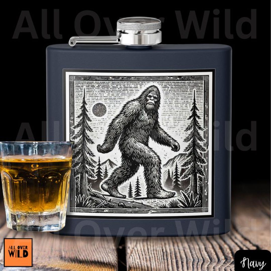 Bigfoot Flask: Funny Sasquatch Stainless Steel Whiskey 6 Oz Flask ...