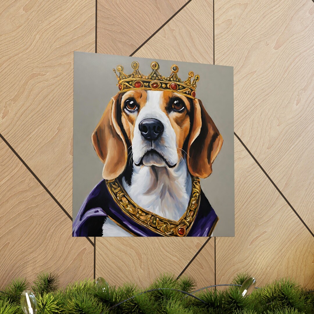 Regal Beagle Poster, Square Eco-friendly Art, Dog Humor Artwork ...