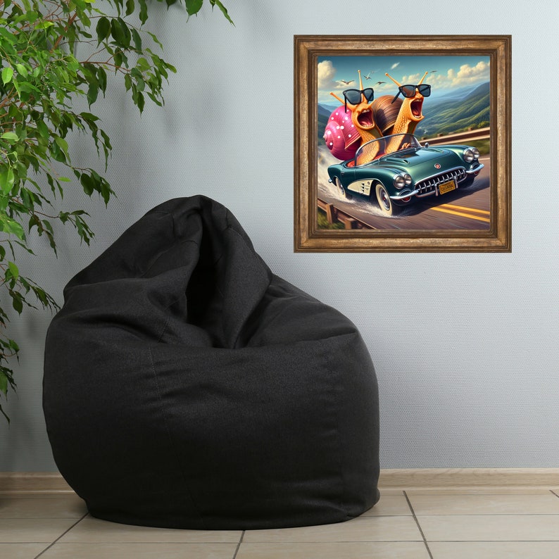 Escargot Poster, Crazy Snail Art, Speed Racer Slug, Cute Animal Driving ...